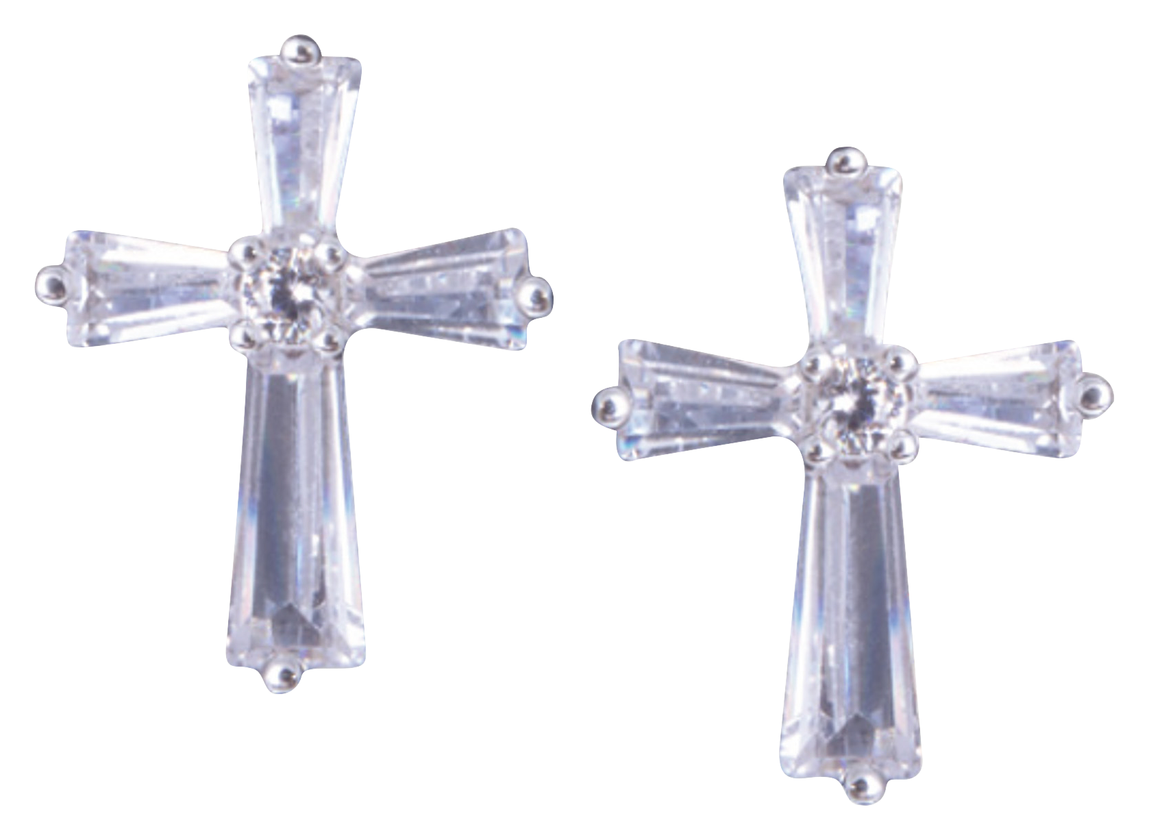Amanda Blu Silver Baguette Cross Earrings | Bass Pro Shops